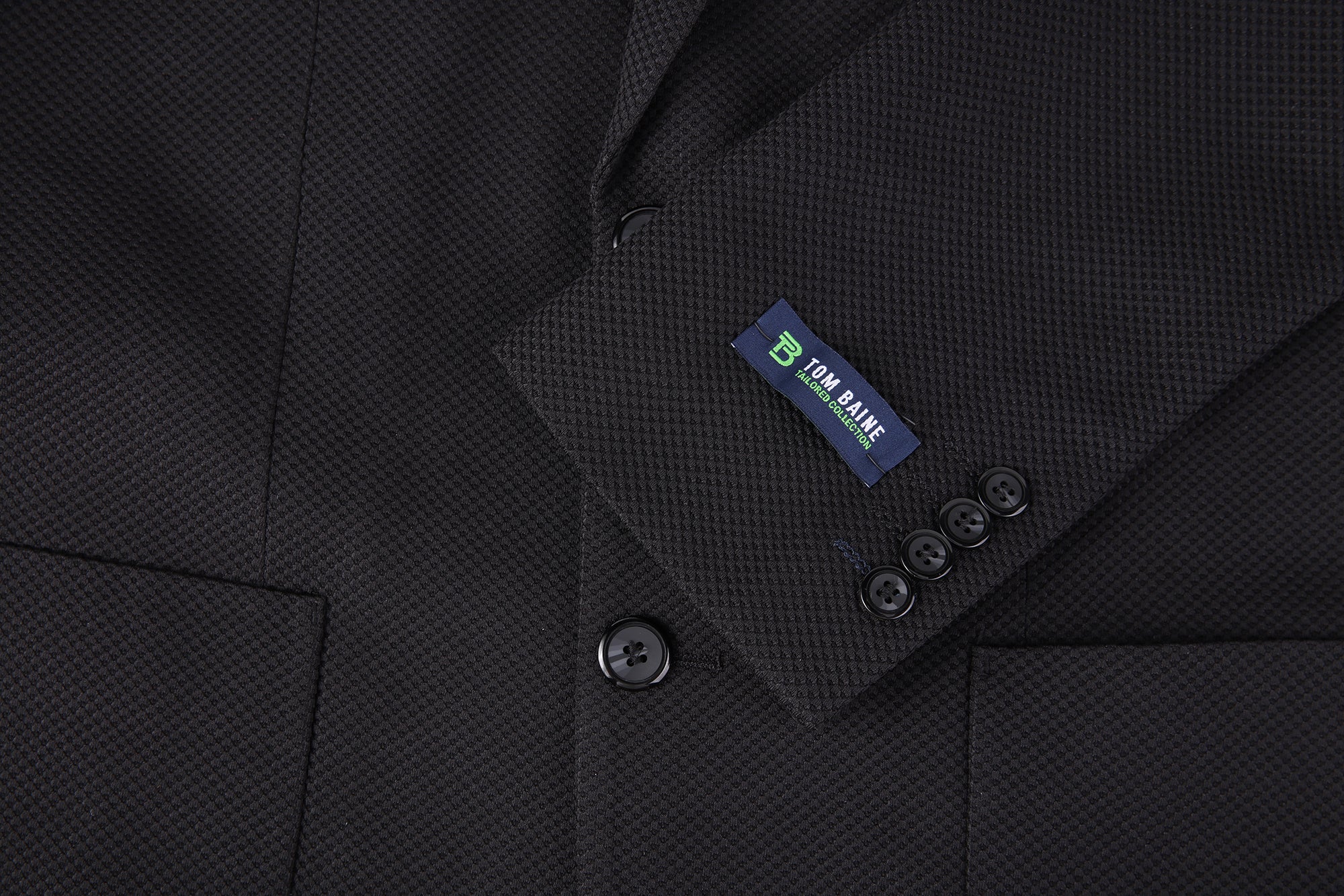 Men's Slim Fit Waffle Performance Stretch Solid Sport Coat Black – Tom Baine