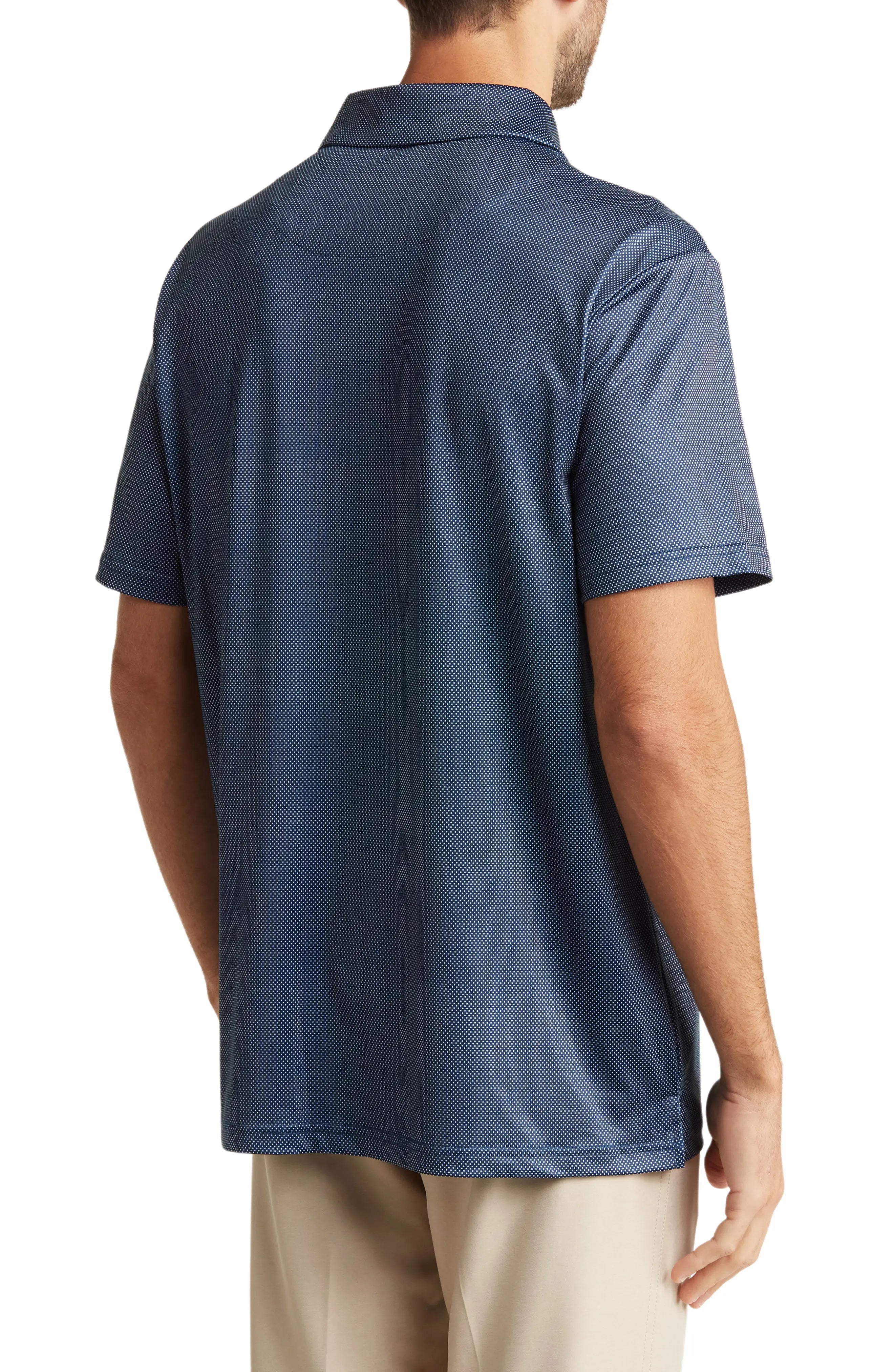 Geo Slim Fit Performance Polo Navy – Tom Baine